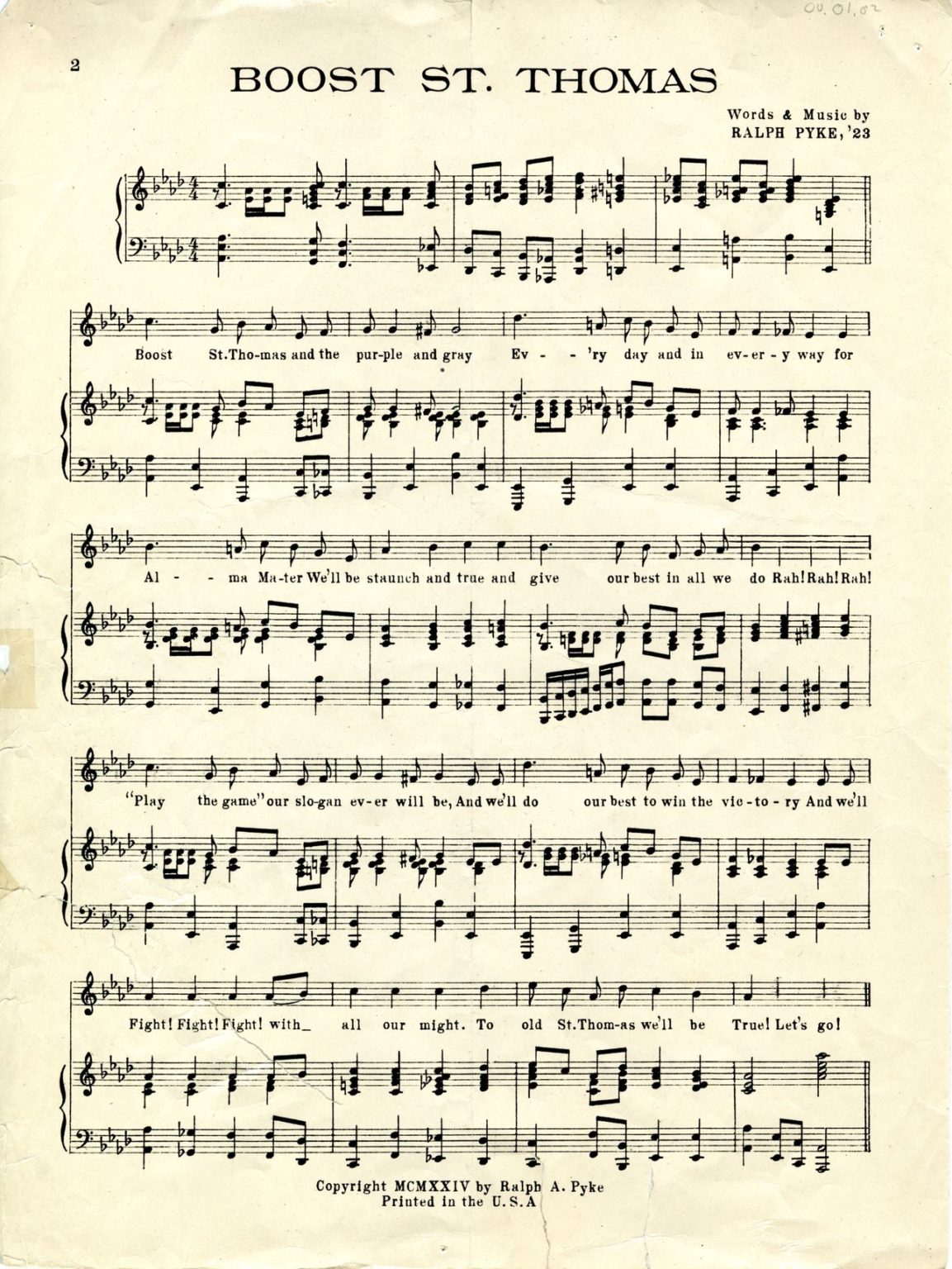Purple History: St. Thomas' School Song - Newsroom | University of St ...